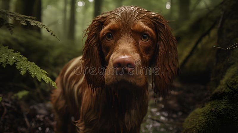 AI-generated Illustration of a Cute Wet Brown Dog in a Jungle ...