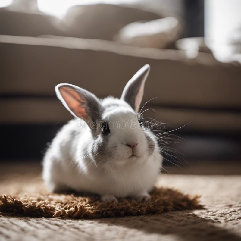 AI-generated Illustration of a Cute White Rabbit with Long Ears ...
