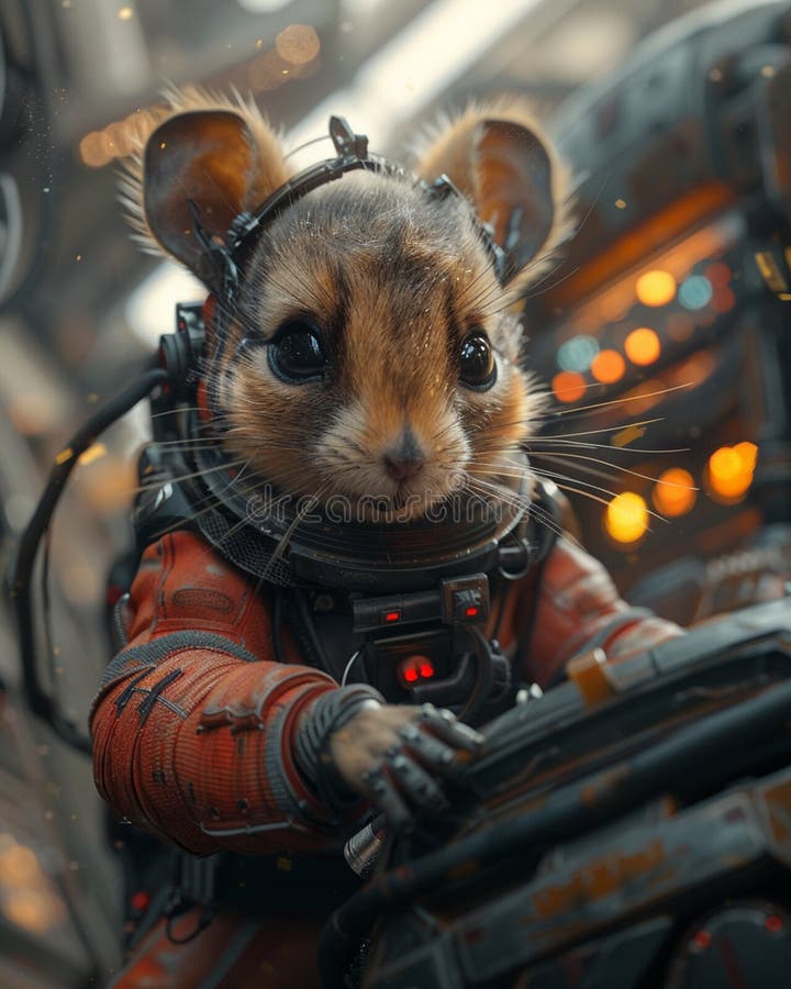 AI Generated Illustration of a Cyber Mouse in a Space Suit Stock ...
