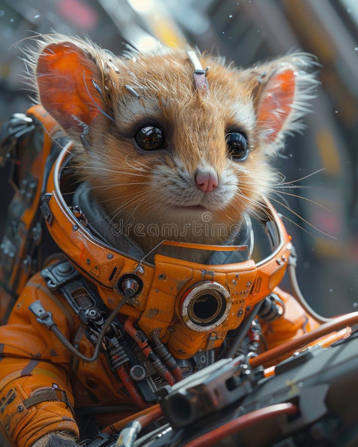AI Generated Illustration of a Cyber Mouse in a Space Suit Stock ...