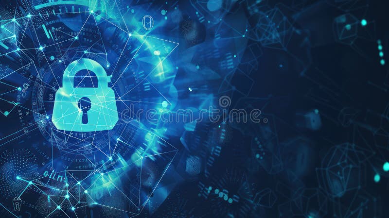 AI Generated Illustration of Cybersecurity Concept with a Glowing Lock ...