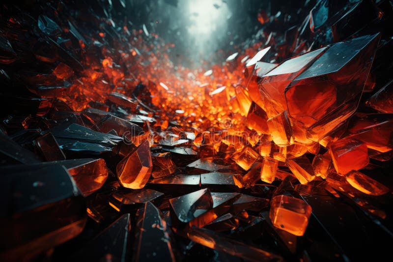 An Exploding Glass Background with a Dark and Stormy Background in the ...