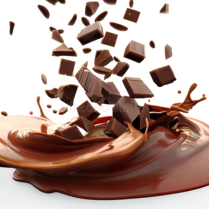 AI Generated Illustration of Some Chunks of Chocolate Falling into the ...