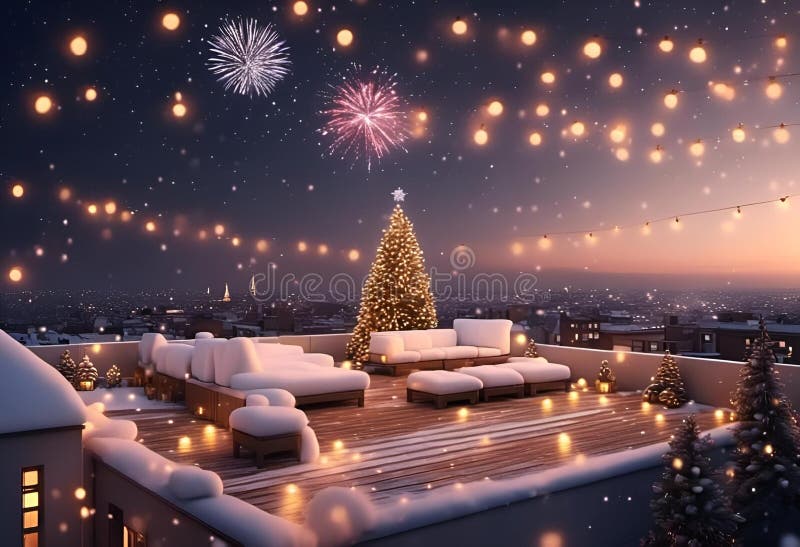 AI Generated Illustration of a Decorated Christmas Tree Against the ...