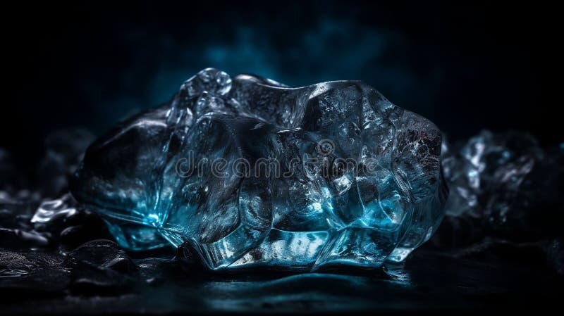 AI Generated Illustration of a Deep Blue-colored Ice in a Dark ...