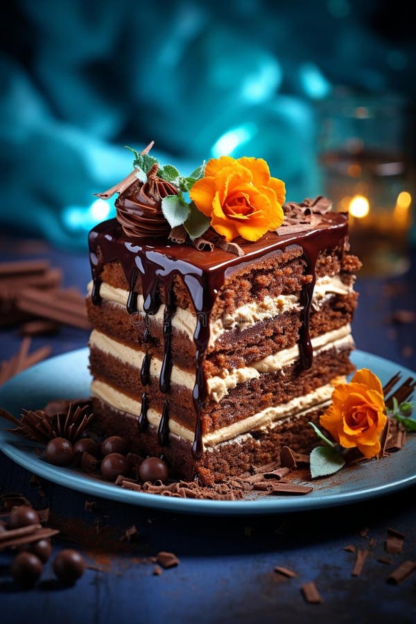 AI Generated Illustration of a Delectable Slice of Moist Chocolate Cake ...