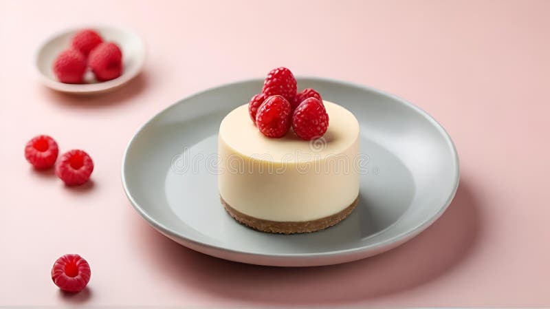 A Piece of Cheesecake Topped with Raspberries on a Plate Stock ...