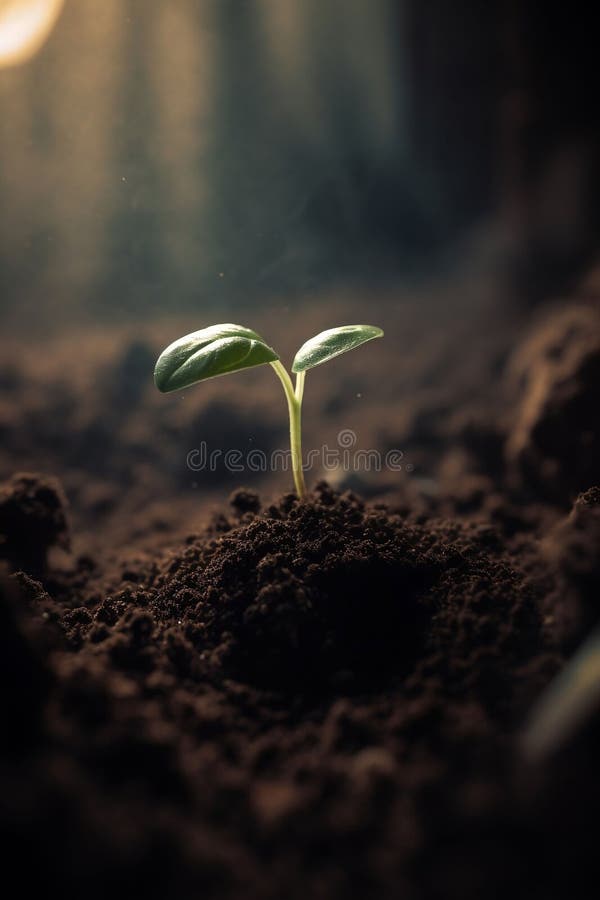 AI Generated Illustration of a Delicate Sprout Emerging from the Soil ...