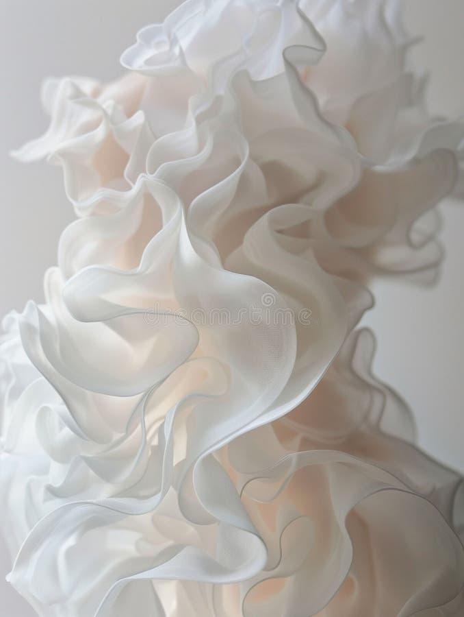 AI Generated Illustration of a Delicate White Fabric Ruffles Creating ...
