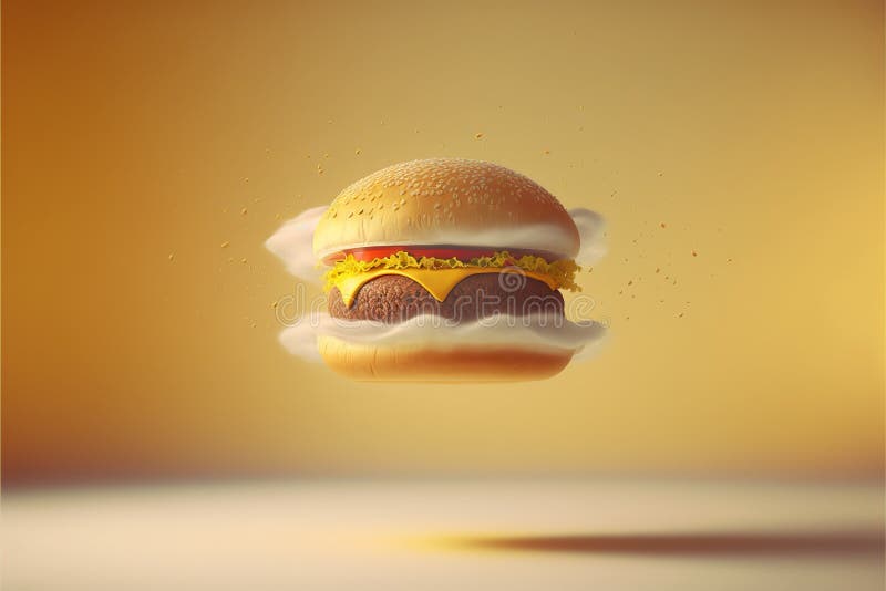 AI Generated Illustration of a Delicious Floating Burger Stock ...