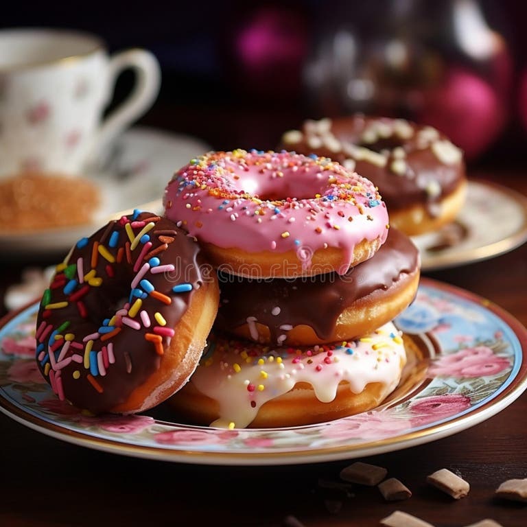 AI Generated Illustration of Delicious-looking Donuts in an Array of Different Flavors Stock ...