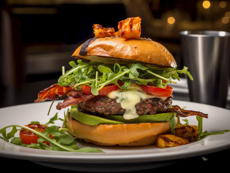 AI Generated Illustration of a Delicious Looking Hamburger on a White ...