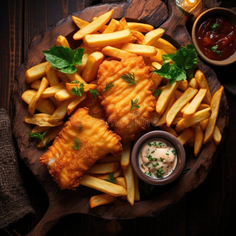AI Generated Illustration of a Delicious Plate of Traditional Fish and ...