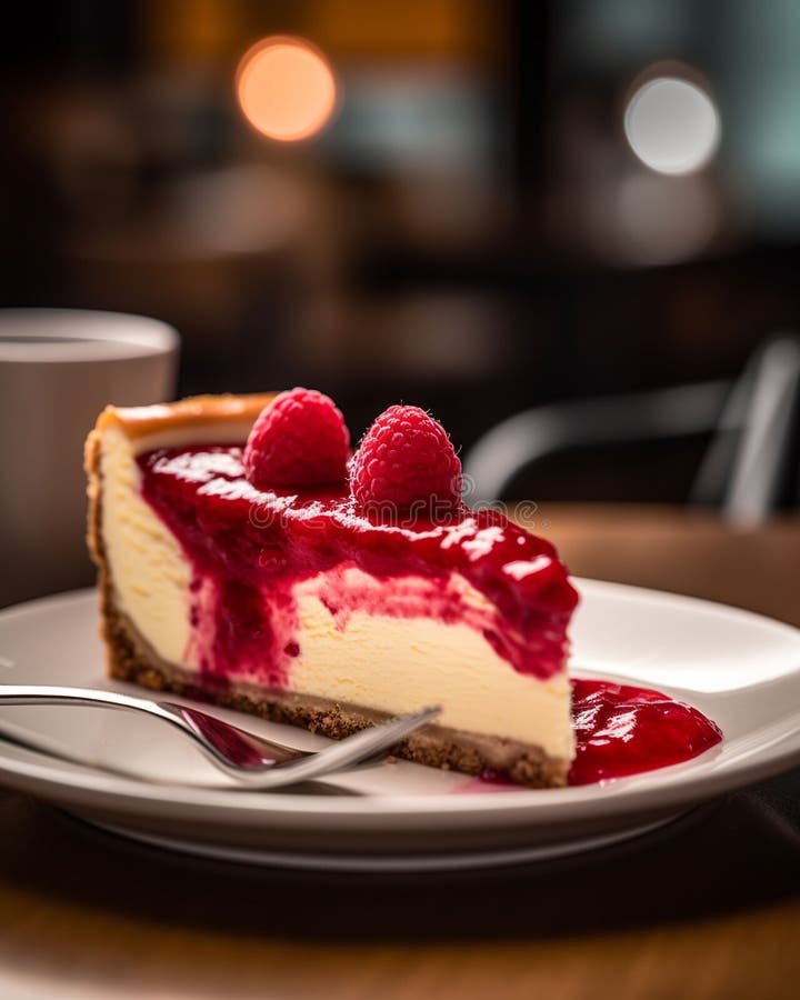 AI Generated Illustration of a Delicious Slice of Cheesecake Topped ...