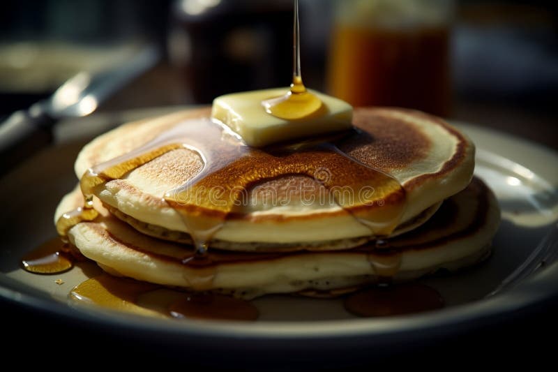 AI Generated Illustration of a Delicious Stack of Pancakes Drizzled in ...