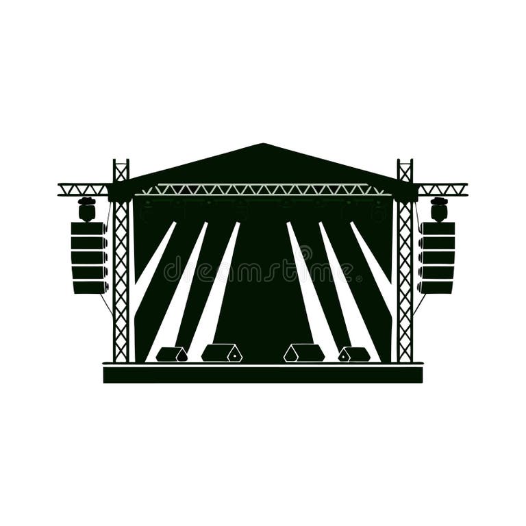 Concert Stage Lights and Audio Equipment Illustration for Event Design ...