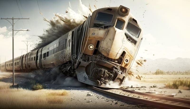 AI Generated Illustration from Derailed Train Locomotive Outside Stock ...