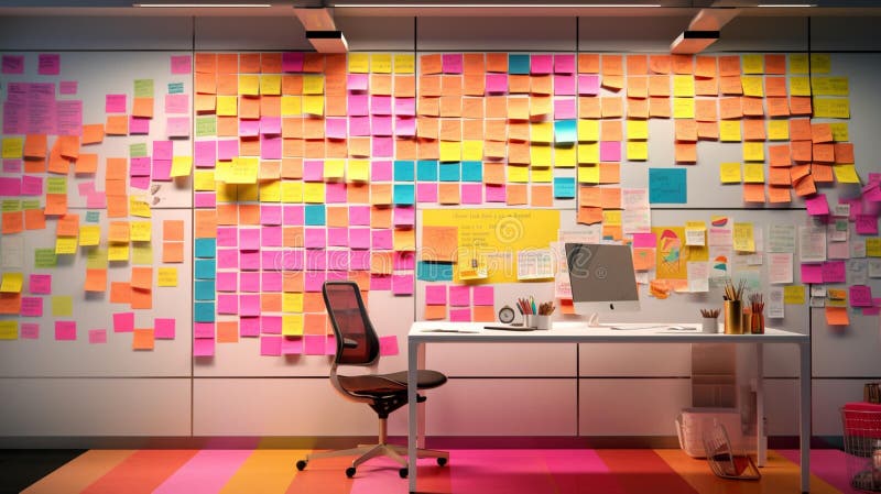 AI Generated Illustration of a Desk with Multiple Brightly Colored ...