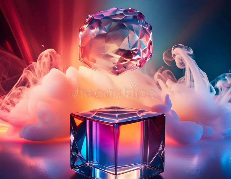 AI Generated Illustration of a Diamond on Reflective Surface with Smoke ...