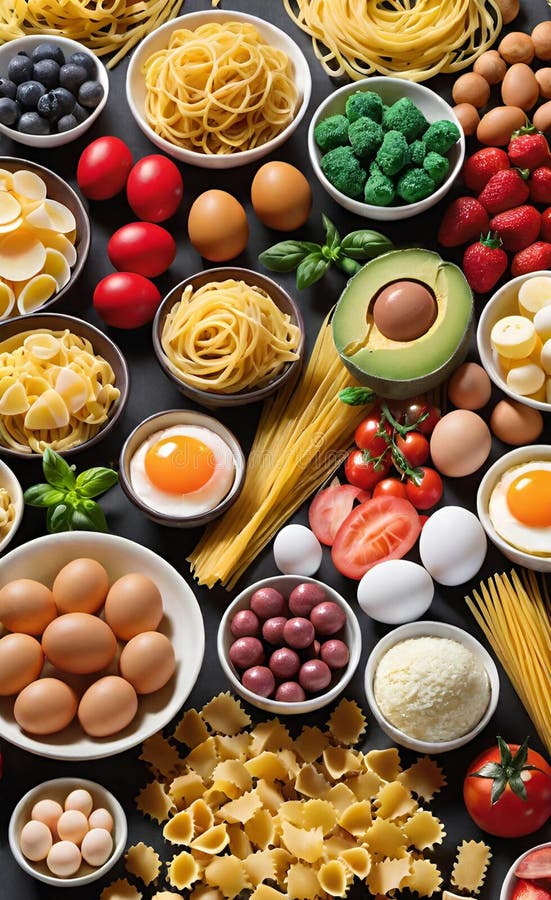 AI Generated Illustration of Different Foods on a Table Stock Image ...