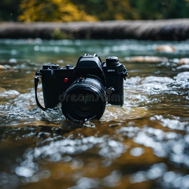 AI-generated Illustration of a Digital Camera Submerged Underwater in a ...