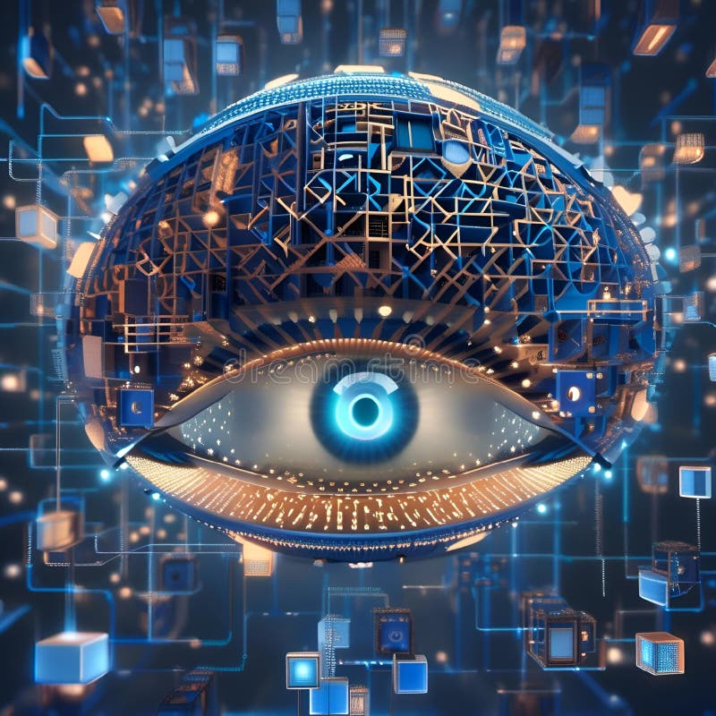 AI Generated Illustration of a Digital Metaverse Eye Surrounded by ...