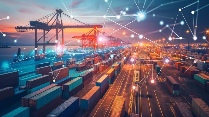 AI Generated Illustration of Digital Supply Chain Stock Photo - Image ...