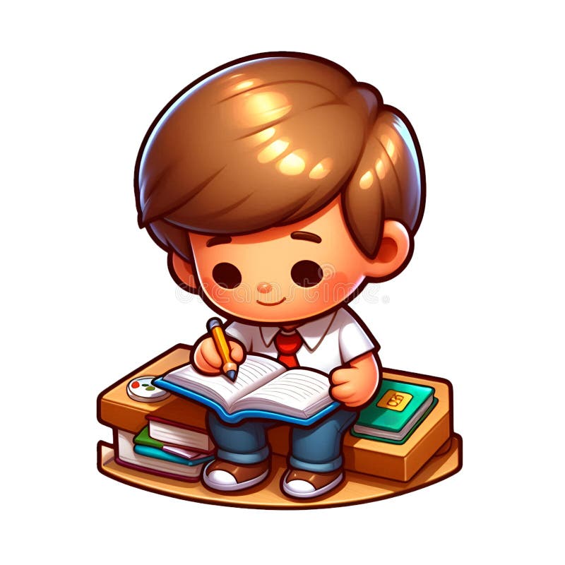 AI-generated Illustration of a Diligent Student at Work Stock ...