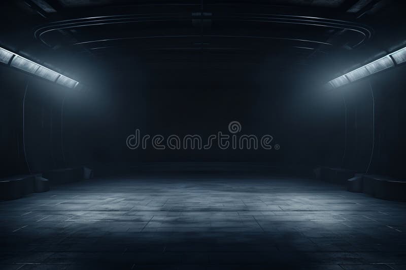 AI Generated Illustration of Dimly Lit Empty Futuristic Room with ...