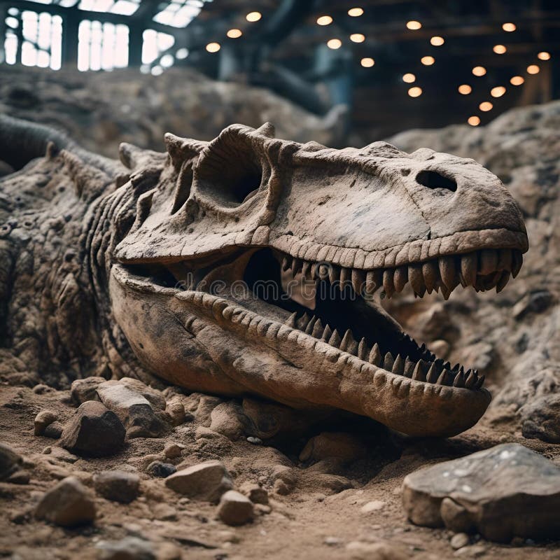 AI Generated Illustration of a Dinosaur Fossil Stock Illustration ...