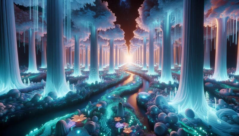 AI Generated Illustration of a Distant Alien World, Featuring Glowing ...