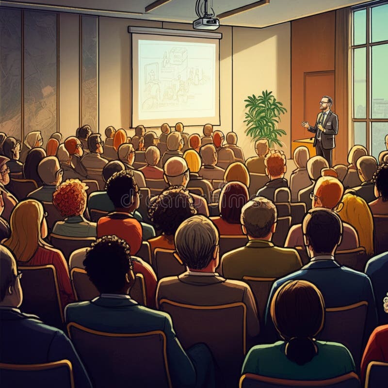 AI-Generated Illustration of Diverse Crowd Attending a Presentation ...