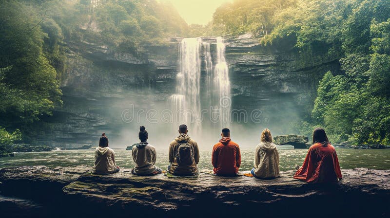 AI Generated Illustration of a Diverse Group of People Sitting at ...