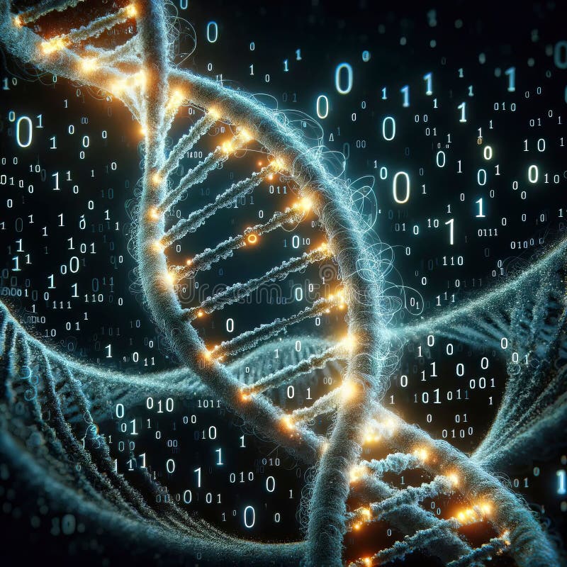 AI Generated Illustration of DNA Double Helix Structure Illuminated in ...