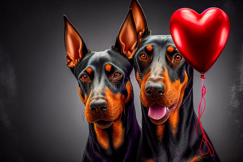 AI Generated Illustration of Doberman Dogs in Love Stock Illustration ...