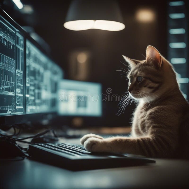 AI Generated Illustration of a Domestic Grey Tabby Cat in Front of a ...