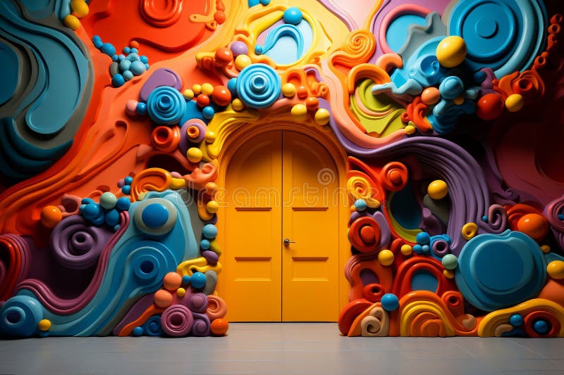 AI Generated Illustration of a Door with a Surrounding Pattern of ...