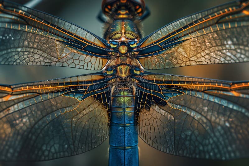 AI Generated Illustration of a Dragonfly with Translucent Wings Stock ...