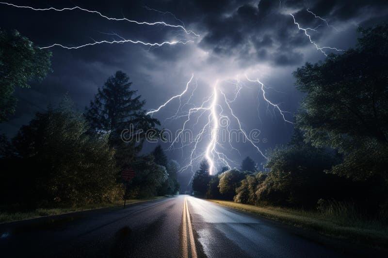 AI Generated Illustration of a Dramatic Night Sky with a Fierce ...