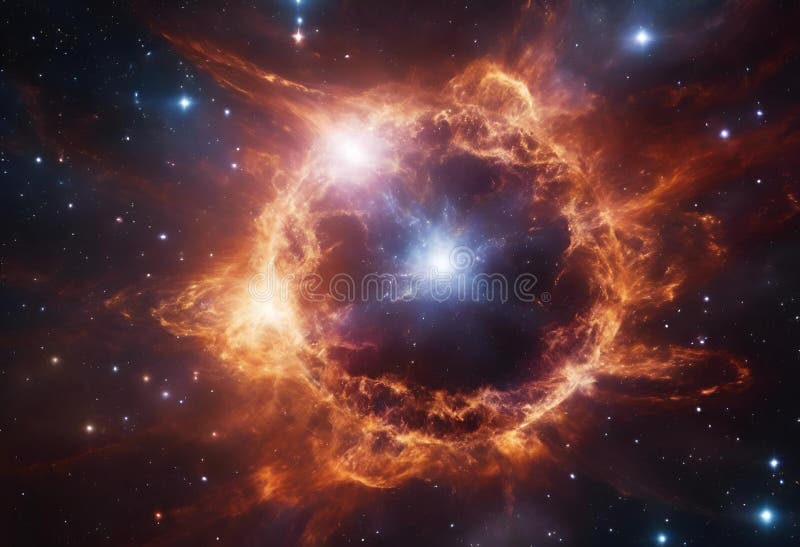 The Planetary Explosion in a Space Filled with Stars and Nebulas Stock ...