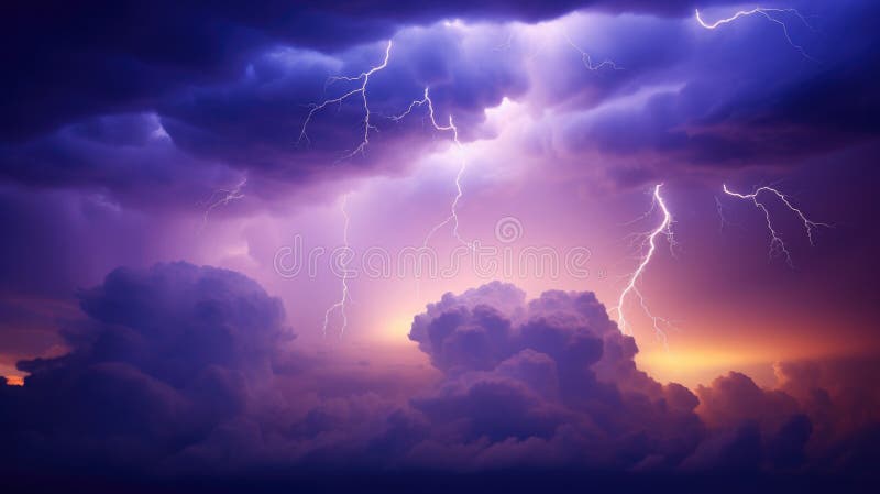 AI Generated Illustration of Dramatic Purple Storm Clouds Illuminated ...