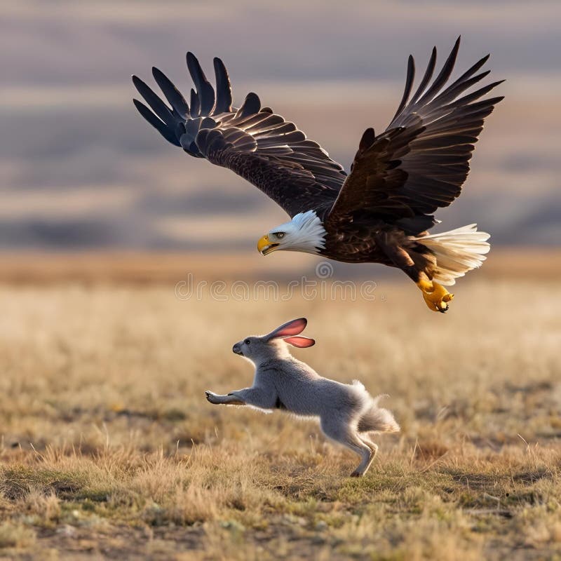 AI Generated Illustration of a Dramatic Scene of a Bald Eagle Swooping ...