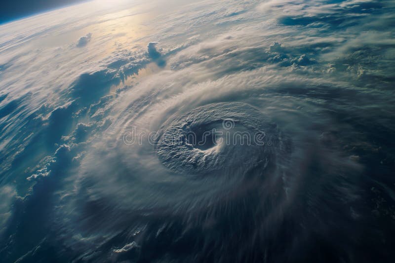 AI-generated Illustration of a Dramatic Space View of a Hurricane Stock ...