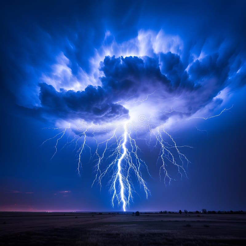 AI Generated Illustration of a Dramatic Thunderstorm Cloud with Bolts ...