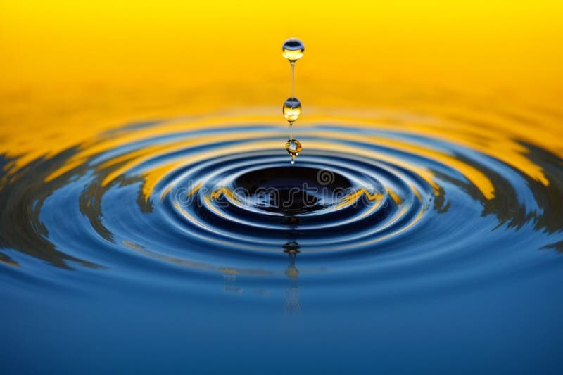 AI Generated Illustration of a Drop of Water Falling into a Body of ...