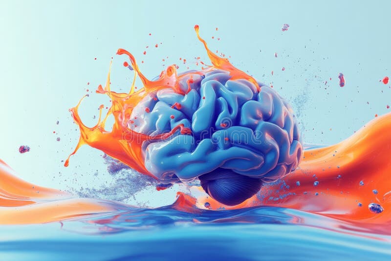 Dynamic Clash of Fire Water Merging Brain Structure in Surreal ...