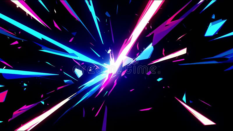 AI Generated Illustration of Dynamic Colorful Neon Light Rays Breaking through Dark Space Stock ...