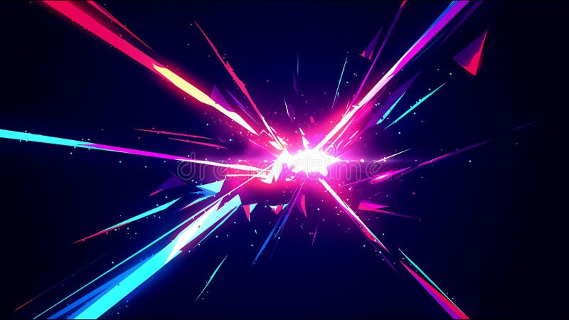 AI Generated Illustration of Dynamic Colorful Neon Light Rays Breaking through Dark Space Stock ...