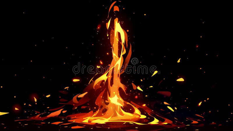 AI Generated Illustration of Dynamic Fire with Orange and Yellow Flames ...