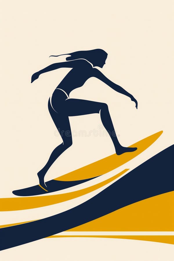AI Generated Illustration of a Dynamic Surfer in Motion, Encapsulating ...